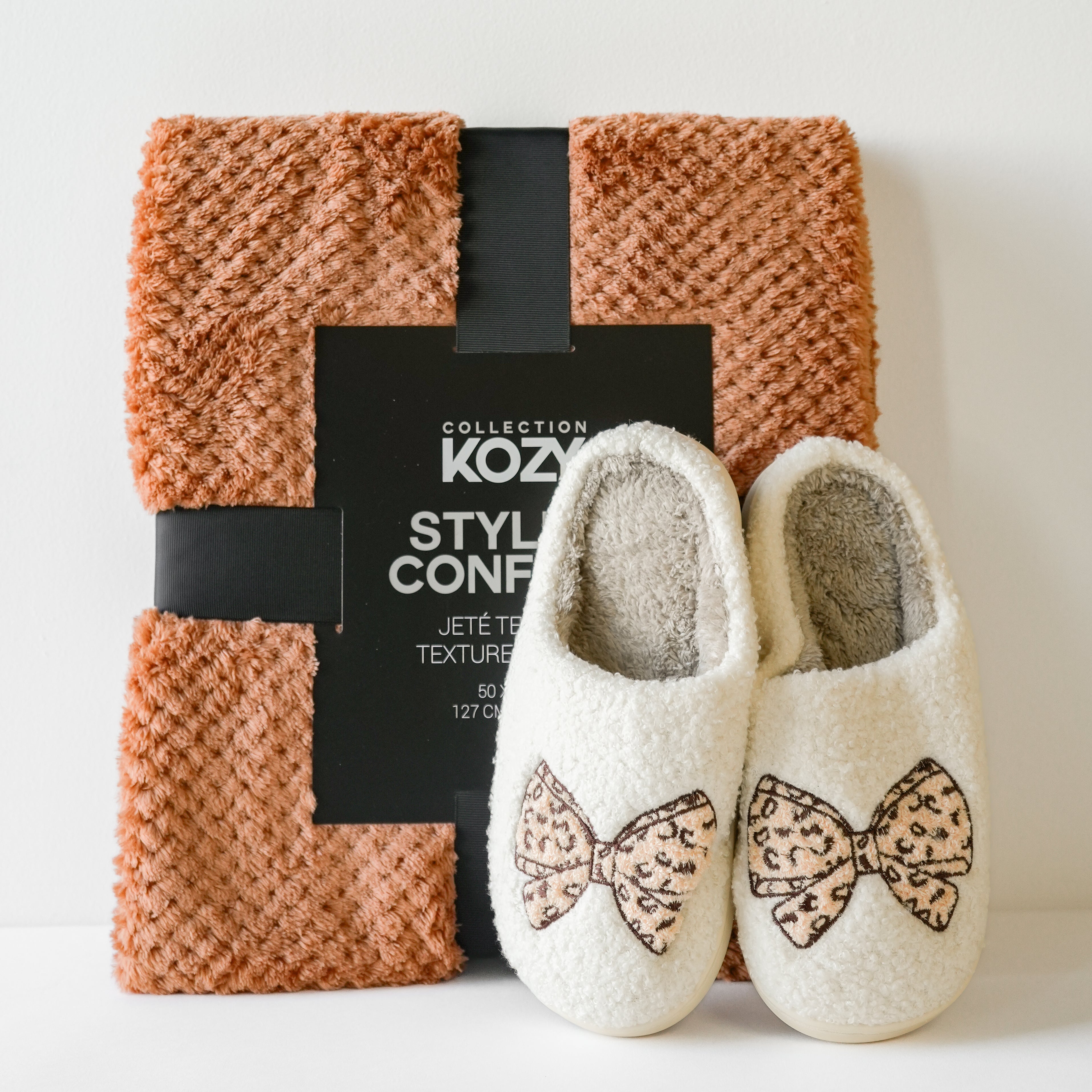 Leopard comfort and style throw & slippers duo | Boutique Kozy