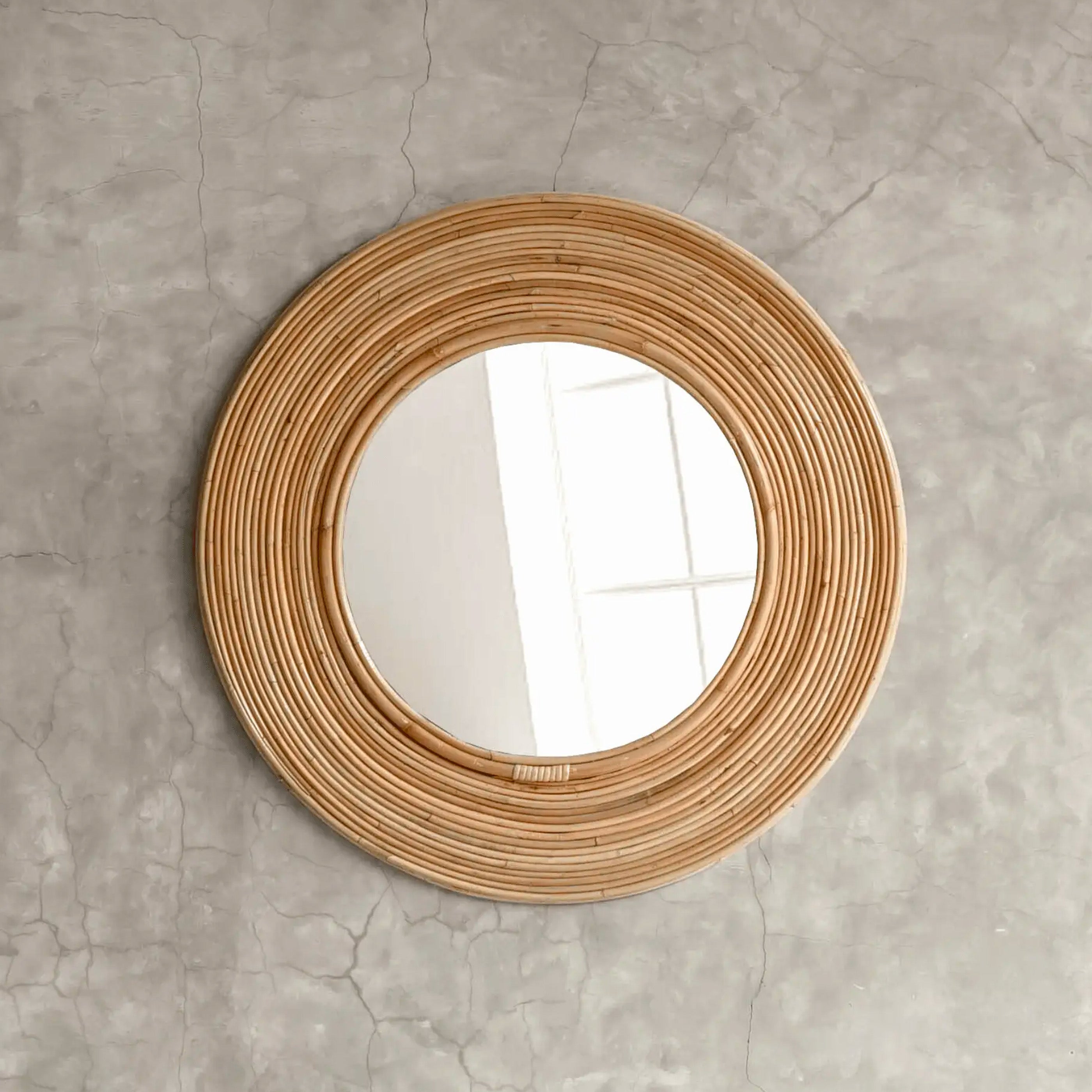 Miroir rond 31,5" - Cadre en rotin naturel | Boutique Kozy