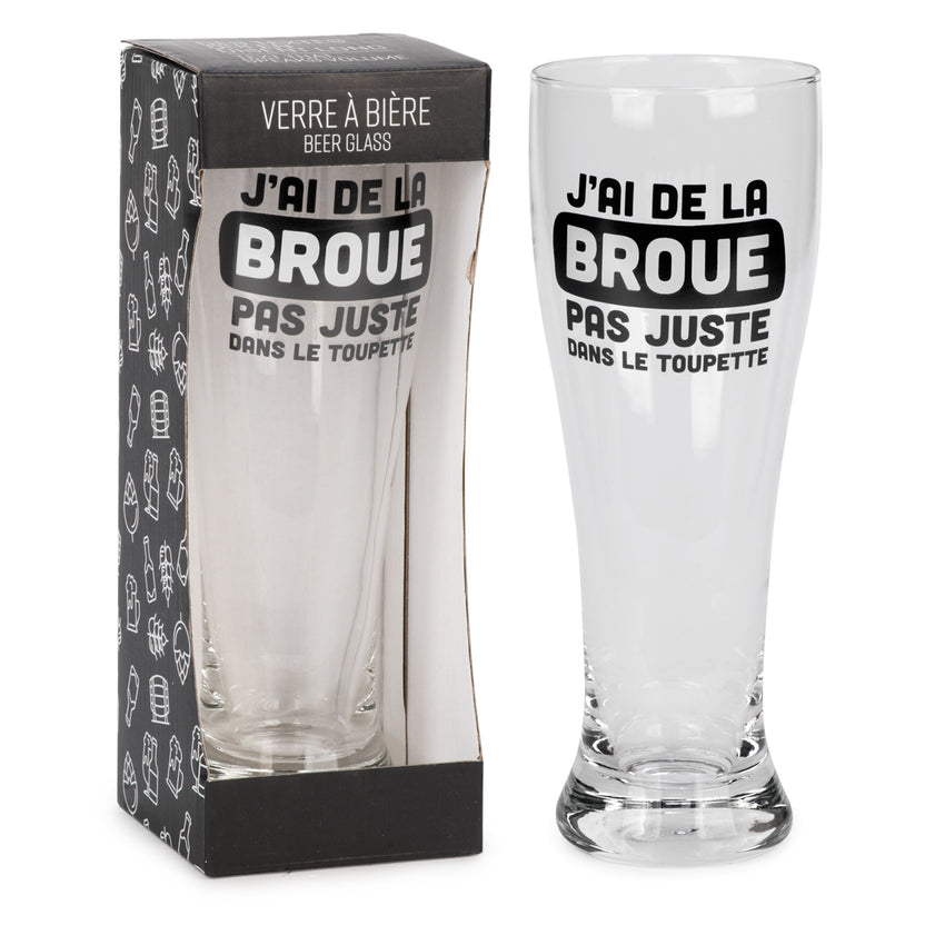 Verre à bière - J'ai de la broue dans le toupet | Boutique Kozy